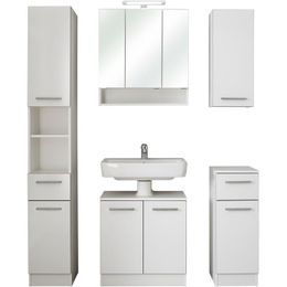 Badm&ouml;bel-Set &raquo;Quickset 953 5-teilig, Waschbeckenunterschrank und LED-Spiegelschrank&laquo; Set, 5 Stk. tlg. wei&szlig; Holzwerkstoff B/H/T: 125cmcm x 200cmcm x 