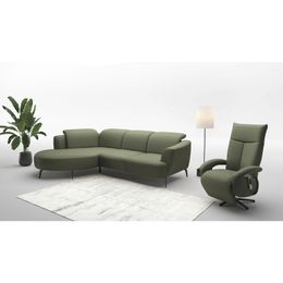 Sit & More sit&more Ecksofa &raquo;Zoe&laquo; ink.Sitztiefenverstellung, wahlweise mit Kopfteilverstellung gr&uuml;n 95% Polyester, 5% Polyamid B/H/T: 309cm x 87cm x 199cm, 