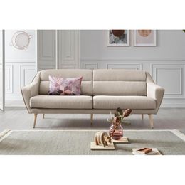 OTTO home 3-Sitzer &raquo;Bille&laquo; mit Naht im R&uuml;ckenkissen und Eiche-Beinen, Design by Morten Georgsen beige Struktur (100% Polyester);Struktur fein (100% 