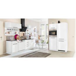 KOCHSTATION K&uuml;chenzeile &raquo;KS-Tulsa&laquo; ohne E-Ger&auml;te, Breite 330 cm, schwarze Metallgriffe, MDF Fronten wei&szlig; B/H/T: 330cm x 60cm
