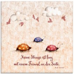 Artland Glasbild &raquo;Lebensweisheit Freunde&laquo; Tiere 1 Stk. tlg. in verschiedenen Gr&ouml;&szlig;en beige B/H/T: 20cm x 20cm, Glasbild Tiere quadratisch, 1 Stk.