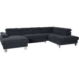 COTTA Wohnlandschaft &raquo;Komaris U-Form, B: 320 cm&laquo; mit Kopfteilverstellung, optional Schlaffunktion, Bettkasten & Licht grau Microfaser PRIMABELLE (100%