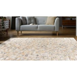 Padiro Teppich &raquo;Lavin 1025&laquo; rechteckig 8 mm H&ouml;he Handgen&auml;htes und hochwertig verarbeitetes Unikat silber Rindsleder B : 160cm 1 Stk., 8mm, L: 230cm