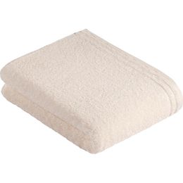 Vossen Badetuch &raquo;Calypso Feeling&laquo; mit schmaler Bord&uuml;re aus 100% Baumwolle, Vegan, einfarbig wei&szlig; Walkfrottee, Obermaterial: 100% Baumwolle B/L: 67cmx140cm, 1