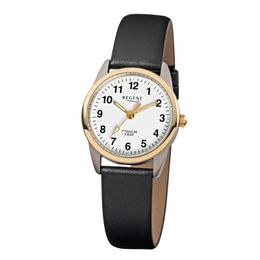 Regent Uhren Regent Damen Quarzuhr Armbanduhr, Damenuhr, Lederarmband, analog schwarz Einheitsgr&ouml;&szlig;e