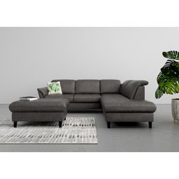 Sit & More sit&more Ecksofa &raquo;Maggiore L-Form&laquo; wahlweise mit Kopfteilverstellung, Schlaffunktion und Stauraum grau 100% Polyester B/H/T: 261cm x 88cm x 224cm, 