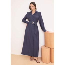 Damen marineblaues, flaches Maxikleid mit Hijab-Absatz, lang, l&auml;ssig/alltagstauglich
