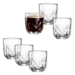 Leonardo Gl&auml;ser-Set &raquo;Kaffee-Glas GOCCE, 220 ml, 6er-Set&laquo; 2. Variante, mit Tropfenrelief transparent Glas &Oslash; 7,6cm x 8,2cm, 220ml, 6 Stk.