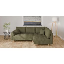 Home Affaire Ecksofa &raquo;CHARRE L-Form mit Ottomane, Ma&szlig;e B/T/H: 231/161/81 cm&laquo; feine Steppung, lose R&uuml;cken- und Zierkissen, auch in Cord und Boucl&eacute; gr&uuml;n