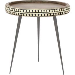 ByLiving Beistelltisch &raquo;Jana&laquo; aus Massivholz, mit modernem Muster, Durchmesser 35 cm braun B/H/T: 35cm x 42cm x 35cm