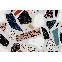 Livingwalls living walls Fototapete &raquo;Walls by Patel Terrazzo 1&laquo; glatt Vlies, Wand, Schr&auml;ge grau Vlies B/L: 4m x 2,7m