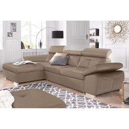 exxpo - sofa fashion Ecksofa &raquo;Spring, super bequem, mit Armteil- und Kopfteilfunktion&laquo; L-Form, wahlweise mit Bettfunktion und Bettkasten braun Luxus-