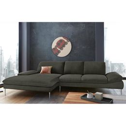 W.Schillig Ecksofa &raquo;enjoy&MORE, Designsofa, bequem, zeitlos und elegant, L-Form&laquo; mit Sitztiefenverstellung, F&uuml;&szlig;e Chrom gl&auml;nzend, Breite 340 cm gr&uuml;n 