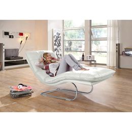 W.Schillig Relaxliege &raquo;daily dreams&laquo; in Waffelkissen-Optik, wahlweise mit Motor, Freischwingergestell wei&szlig; Longlife Xtra-Leder Z59: Glattleder mit 