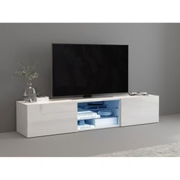 OTTO home Lowboard &raquo;Egypt,Lowboard,TV-Kommode,TV-M&ouml;bel,TV-Bank&laquo; mit 2 Klappen, 2 Glasb&ouml;den, T&uuml;ren Hochgl. lackiert (B/T/H)180x38x35 cm wei&szlig; B/H/T: 