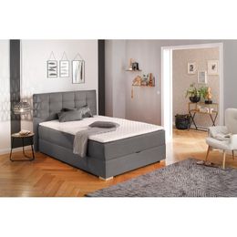 Home Affaire Boxbett &raquo;Olivet mit Bettkasten&laquo; in 4 Farben, 4 Breiten, 2 Matratzenarten, auch in &Uuml;berl&auml;nge 220 cm grau Struktur (100% Polyester), 
