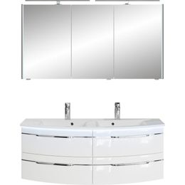 Badm&ouml;bel-Set &raquo;Badezimmer-Set 133,2 cm breit, inkl. T&uuml;rd&auml;mpfer, 3 T&uuml;ren, 4 Schubladen&laquo; Set, 2 Stk. tlg. wei&szlig; Holzwerkstoff B/H/T: 133,2cmcm x 200cmcm x