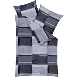 Kaeppel Bettw&auml;sche &raquo;Status&laquo; 2 Stk. Mit grafischem Muster blau Feinbiber, Obermaterial: 100% Baumwolle B/L: 135cm x 200cm, 1 Stk., 1 Stk., Feinbiber, B/L: 80cm