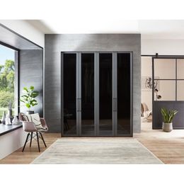 Wiemann Dreht&uuml;renschrank &raquo;Split&laquo; inkl. T&uuml;rend&auml;mpfung grau Floatglas, Holzwerkstoff Graphit-Dekor, B/H/T: 197,3cm x 216cm x 58cm, T&uuml;ren: 4 Stk.