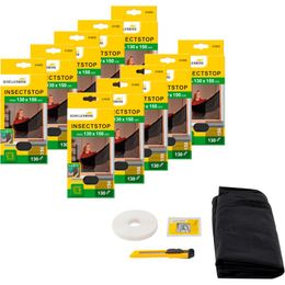Schellenberg Fliegengitter-Gewebe &raquo;Elastic ohne bohren&laquo; Set, 10 Stk. tlg. elastischer Insektenschutz f&uuml;r Fenster, 130 x 150 cm, anthrazit, wei&szlig; grau B