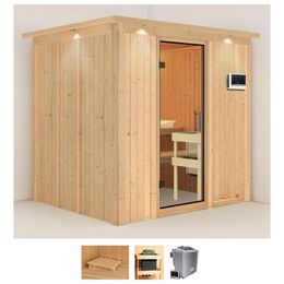 Karibu Sauna &raquo;Sodin&laquo; Set, Ofen 9 kW Bio externe Strg easy beige Bio-Kombiofen, externe Steuerung, 9 kW