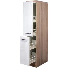 Flex-Well Apothekerschrank &raquo;Florenz&laquo; (B x H x T) 30 x 162 x 60 cm, mit 4 Ablagen wei&szlig; Holzwerkstoff Sonoma Eiche, B/H/T: 30cm x 162cm x 57cm