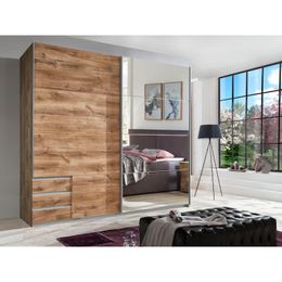 wimex Schwebet&uuml;renschrank &raquo;Seattle&laquo; mit Schubladen und Spiegel braun B/H/T: 225cm x 208cm x 64cm, Schubladen: 3 Stk. T&uuml;ren: 2 Stk.