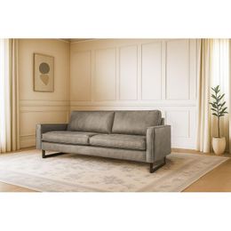 OTTO home 3-Sitzer &raquo;Maxi-Ausf&uuml;hrung Pinto, 236 cm, Cord, Chenille, Lederoptik&laquo; mit Keder, schwarze Metallf&uuml;&szlig;e, Wellenunterfederung grau Kunstleder (65
