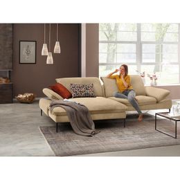 W.Schillig Ecksofa &raquo;enjoy&MORE, Designsofa, elegant und bequem, L-Form&laquo; Sitztiefenverstellung, F&uuml;&szlig;e schwarz pulverbeschichtet, Breite 294 cm beige 