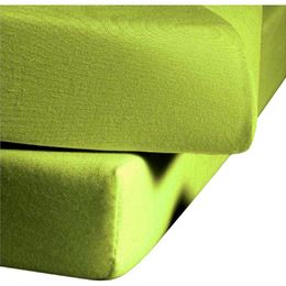 Fleuresse Spannbettlaken &raquo;Ines hochwertiger Jersey aus reiner Baumwolle,&laquo; aus Baumwolle, f&uuml;r Matratzen bis 23 cm H&ouml;he, Bettlaken, Spannbetttuch gr&uuml;n 