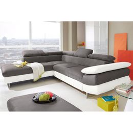 COTTA Ecksofa &raquo;Solution L-Form, Design Sofa, bequeme Wellenunterfederung, Design Fu&szlig;&laquo; mit Arm- & Kopfteilverstellung, wahlweise mit Schlaffunktion 