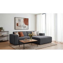 OTTO home Ecksofa &raquo;Avelin, 228 cm, L-Form, Chenille, Struktur-Boucle&laquo; mit Wellenunterfederung, Kedernaht, bodentief, Skandi-Design grau 100% Polyester