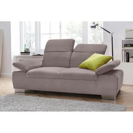 DOMO collection 2-Sitzer &raquo;Milan inklusive komfortablen Federkern f&uuml;r mehr Sitzkomfort&laquo; mit R&uuml;ckenverstellung braun Luxus-Microfaser (100% Polyester);
