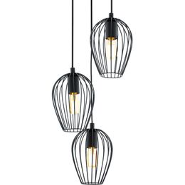 Eglo Pendelleuchte &raquo;NEWTOWN Pendellampe, schwarz, Stahl, E27, H&auml;ngeleuchte, Rondell&laquo; E27 H&auml;ngelampe, Schlicht, Vintage, Retro, Wohnzimmer, Esszimmer, 