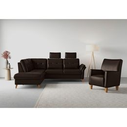 Sit & More sit&more Ecksofa &raquo;G&ouml;teborg&laquo; inkl. Sitztiefenverstellung, wahlweise mit Bettfunktion & Bettkasten braun B/H/T: 250cm x 90cm x 226cm, Luxus-Microfaser 