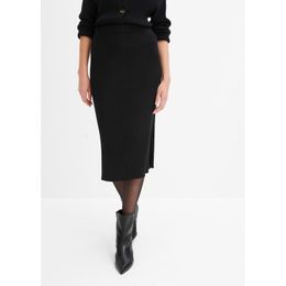 bonprix Damen bonprix Strickrock aus Viskosemischung, k&ouml;rpernahe Passform, unifarben, mit Gummizug schwarz 36/38 (S)