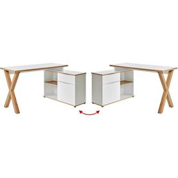 Jahnke Eckschreibtisch &raquo;X-CLUB C 40 E&laquo; 1 Stk. tlg. Eckschreibtisch, wechselseitig montierbar, X-Gestell wei&szlig; B/H/T: 130cm x 76cm x 55cm