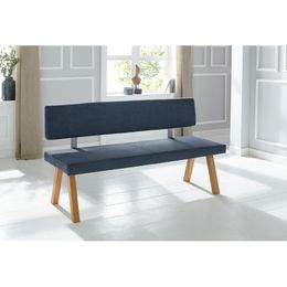 OTTO home Bank &raquo;Mobilar Rio&laquo; mit R&uuml;ckenlehne und aus Massivholz grau Polyester B/H/T: 160cm x 89cm x 53cm, Struktur fein, Bank 160cm,mit R&uuml;ckenlehne