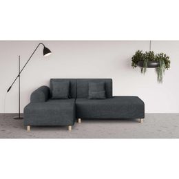OTTO home Ecksofa &raquo;Suyala&laquo; L-Form mit Hocker grau 100% Polyester B/H/T: 258cm x 85cm x 168cm, Chenilleoptik, Recamiere links, ohne Hocker