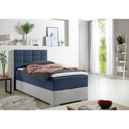 Maintal Boxspringbett mit Bettkasten und Topper blau Bezug Microfaser aus 100% Polyester Liegefl&auml;che B/L: 90cm x 200cm, H2 + H2, Tonnentaschen-