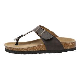 EVER AU Damen Flamingo Leder Zehenstegsandalen - Braunes ge&ouml;ltes Leder