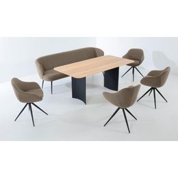 K+w Komfort & Wohnen K+W Komfort & Wohnen Essgruppe &raquo;ZOOM&laquo; abgerundete Essgruppe mit Solobank, 4 Sesseln und 1 Tisch beige Flachgewebe Q2 2250