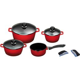 King Topf-Set Set, je 1 Kochtopf &Oslash; 16/20/24 cm, 1x Stielkasserolle &Oslash; 16 cm, 7 Stk. tlg. Aluminiumguss rot Einheitsgr&ouml;&szlig;e