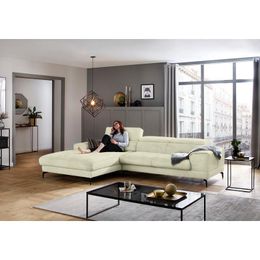 W.Schillig Ecksofa &raquo;piedroo, Designsofa mit tollem Sitzkomfort, L-Form&laquo; Kopfteilverstellung, wahlweise mit Sitztiefenverstellung, Breite 303cm beige 