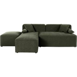 Home Affaire Ecksofa &raquo;Sundstrup L-Form&laquo; Modulserie, individuelle Zusammenstellung gr&uuml;n 100% Polyester B/H/T: 220cm x 76,5cm x 153cm, Samtoptik, 