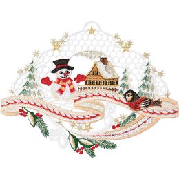 Fensterbild &raquo;Landschaft Schneemann&laquo; Made in Germany bunt Polyester B/L: 27cm x 21cm
