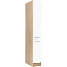 KOCHSTATION Apothekerschrank &raquo;KS-Eton&laquo; wei&szlig; eiche sonoma, B/H/T: 30cm x 200cm x 60cm