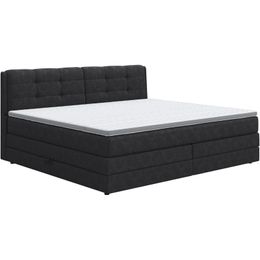 COTTA Boxspringbett &raquo;Fort II, in verschiedenen Breiten erh&auml;ltlich - auch als Familienbett!&laquo; inkl. Bettkasten und Topper schwarz 100% POLYESTER (PES) 