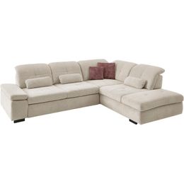 Die PlanBar Ecksofa &raquo;MP-IN16012 L-Form mit Federkern-Polsterung&laquo; inkl. Sitztiefenverstellung, optional mit Funktionen beige 85% Polyester;15% Nylon B/