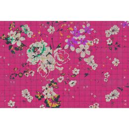 Livingwalls living walls Fototapete &raquo;Walls by Patel Flower Plaid 2&laquo; glatt Vlies, Wand, Schr&auml;ge gr&uuml;n Vlies B/L: 4m x 2,7m